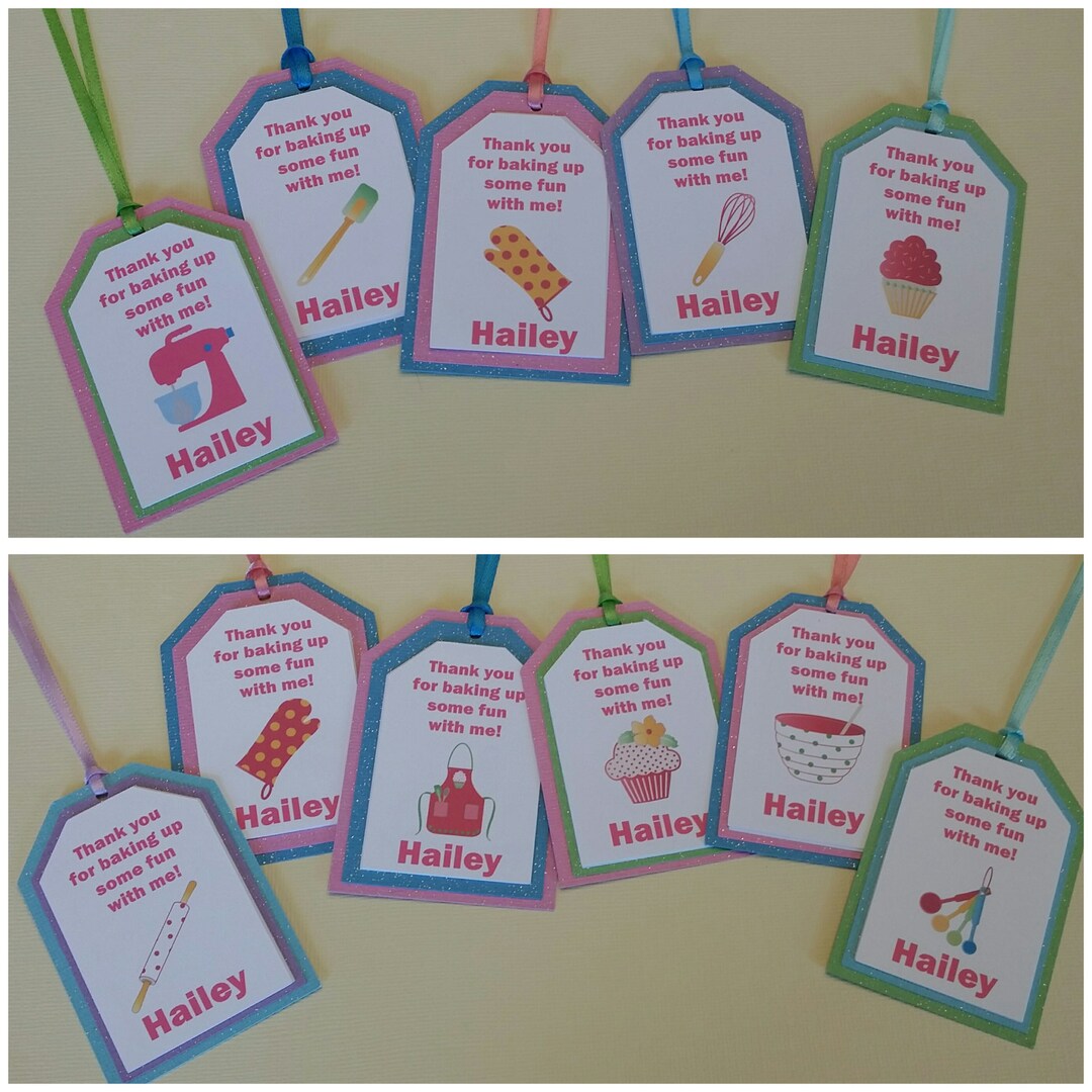 Baking Birthday Party Favor Tags - Baking Party Favor Tags - Baking ...