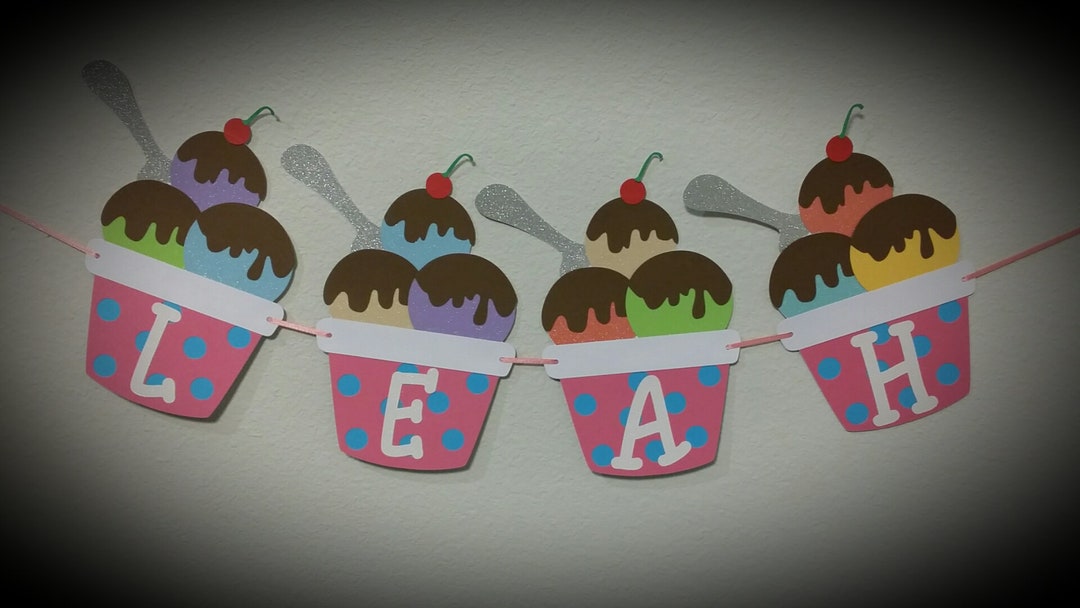 Ice Cream Birthday Party Banner - Ice Cream Birthday Banner - Ice Cream ...