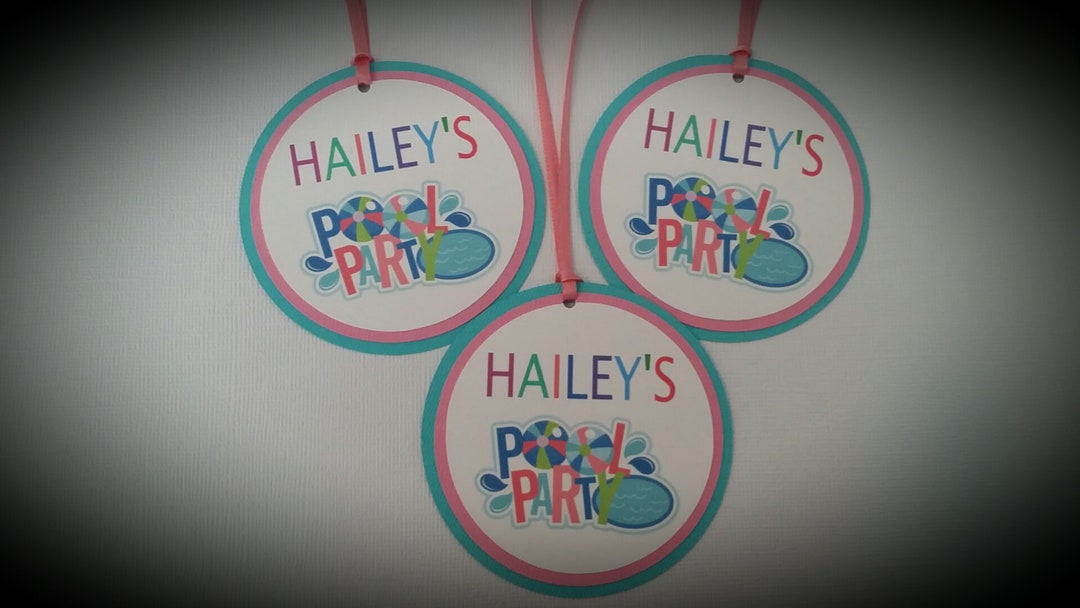 Pool Party Favor Tags - Pool Party Tags - Birthday Party Favor Tags ...