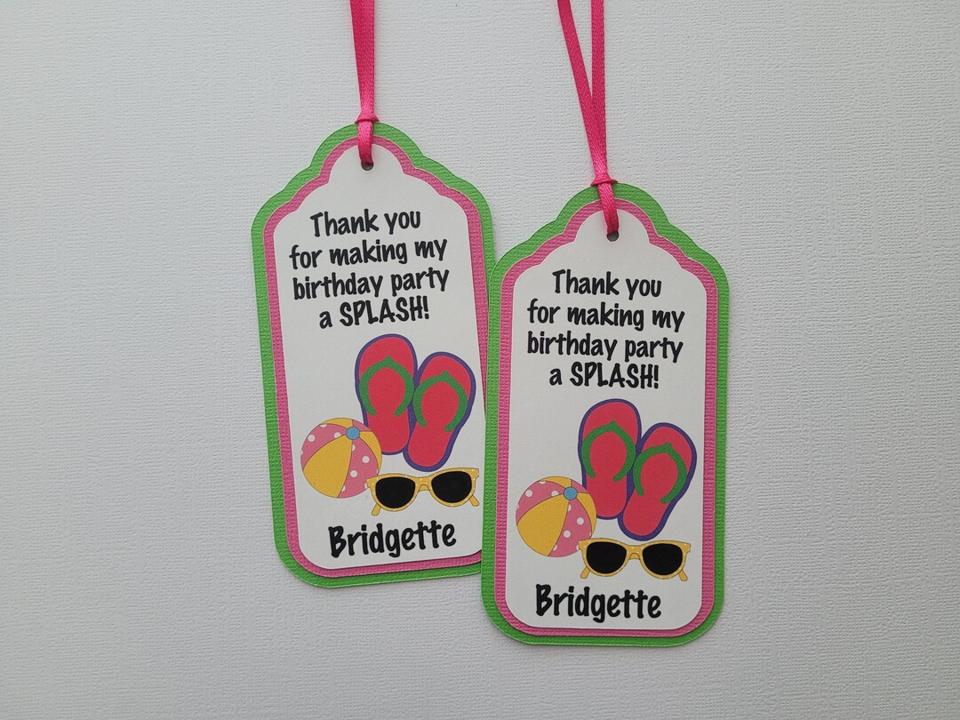 Pool Party Favor Tags Beach Party Favor Tags Pool Party - Etsy