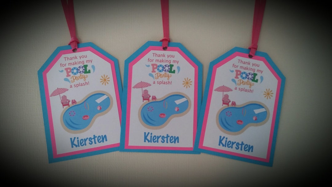 Pool Party Favor Tags - Pool Favor Tags - Pool Birthday Party ...