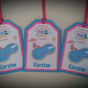 Pool Party Favor Tags - Pool Favor Tags - Pool Birthday Party ...