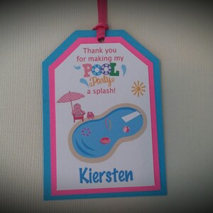 Pool Party Favor Tags - Pool Favor Tags - Pool Birthday Party ...