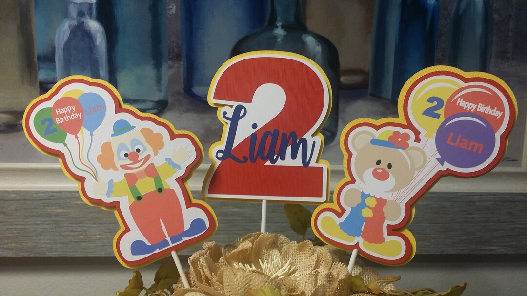 Clown Birthday Party Centerpiece Sticks - Circus Birthday Party ...