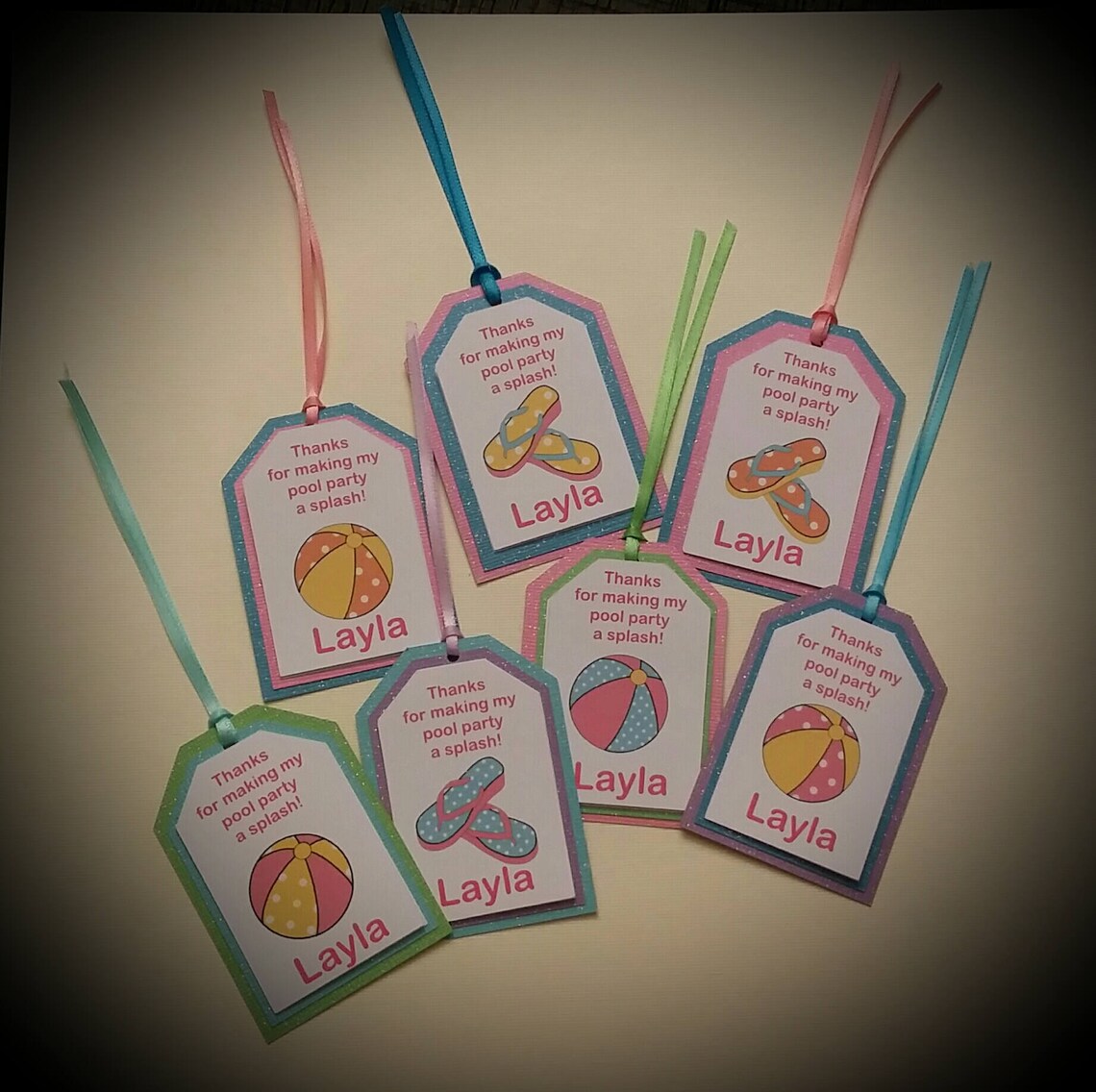 Pool Party Favor Tags Beach Ball Favor Tags Flip Flop | Etsy