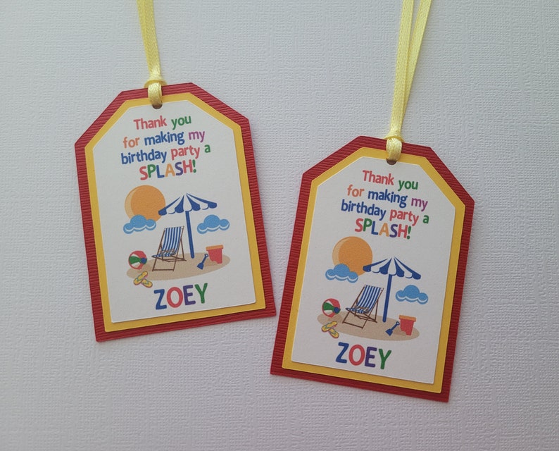 Pool Party Favor Tags Beach Party Favor Tags Pool Party - Etsy