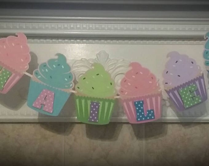 BANNER Cupcake Birthday Party Banner Cupcake Birthday Banner Cupcake ...