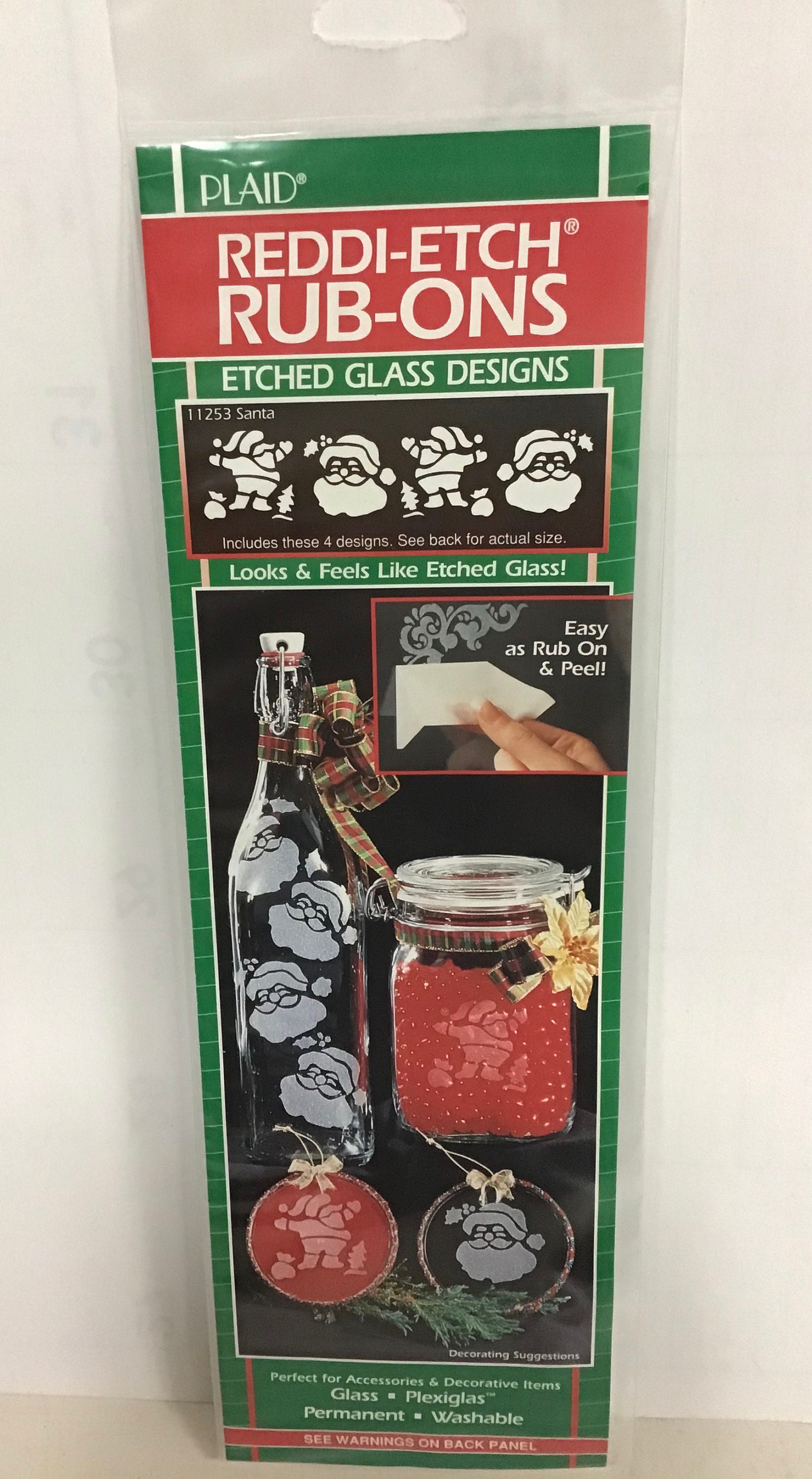 Reddi-etch Etched Glass Rub Ons Santa Claus - Etsy