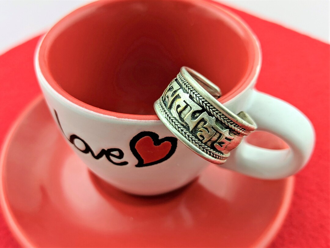 Buddhist Lotus Mantra Ring // Om Mani Padme Hum Mantra Ring // Mixed ...