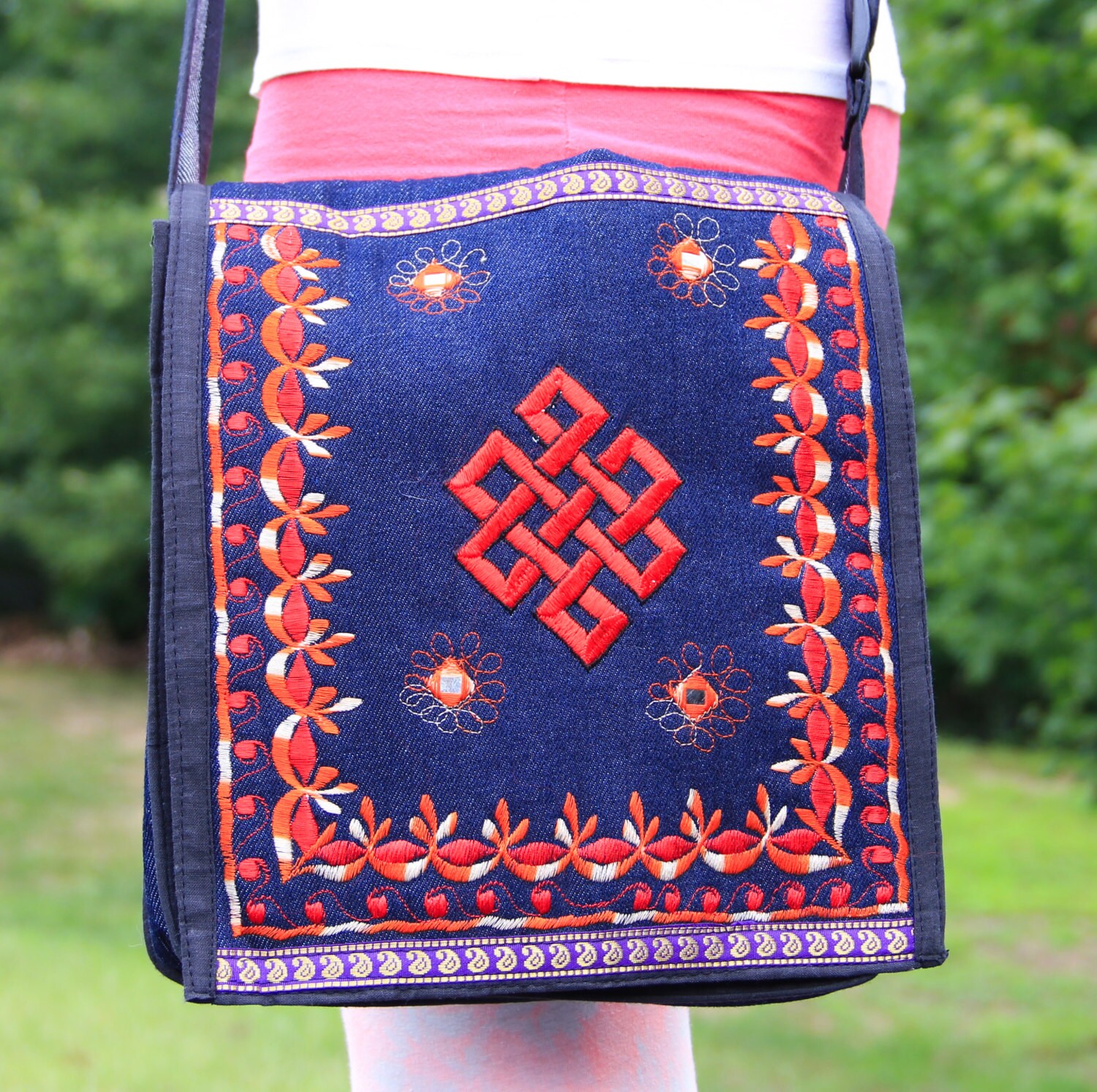 Tibetan Buddhist Eternal Knot Shoulder Bag // Sacred Buddhist - Etsy
