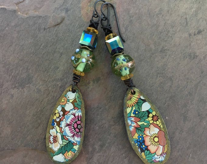 Tin Earrings, Artisan Earrings, Rustic Earrings, Swarovsky Crystals ...