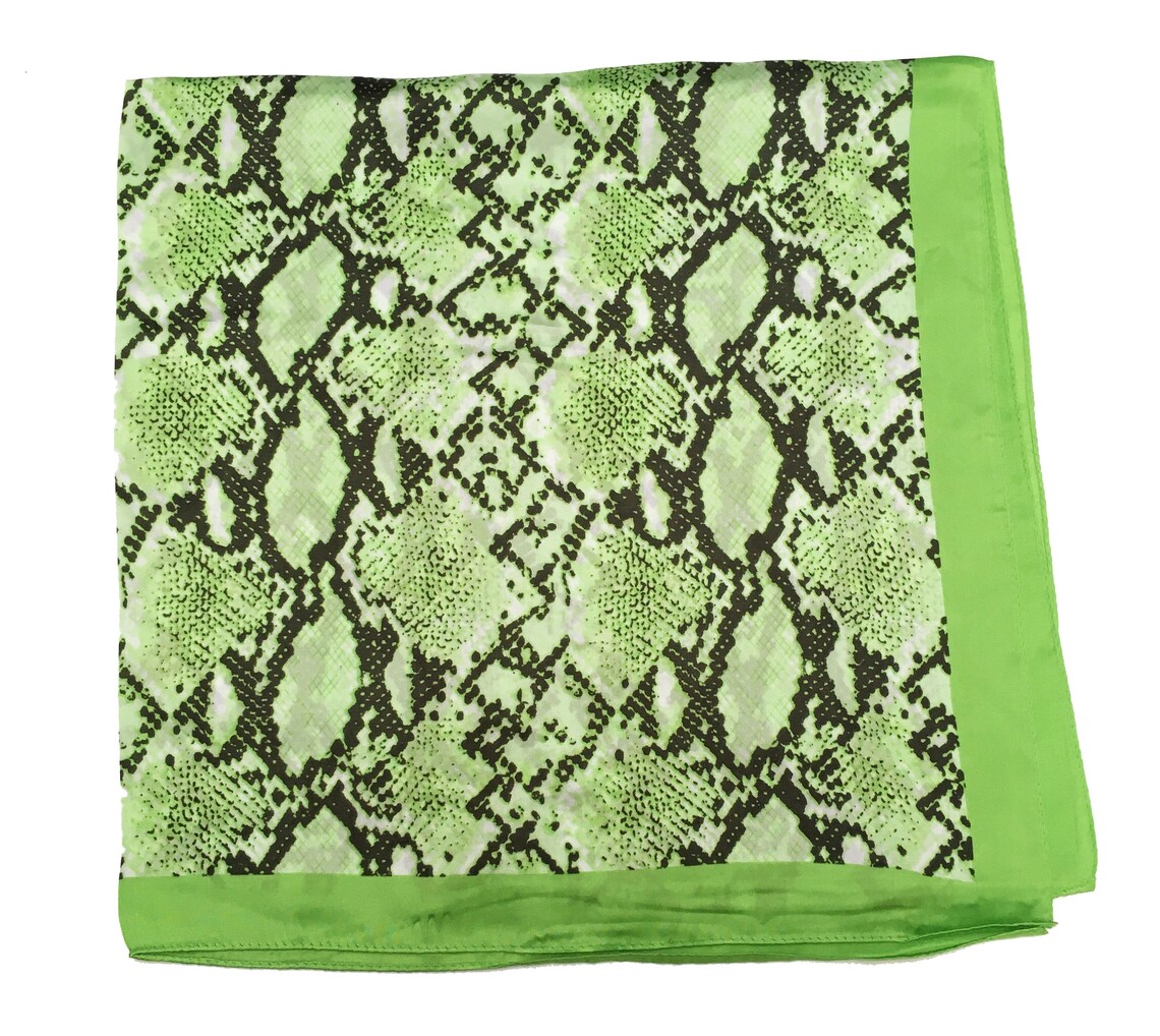 70cm X 70cm Neon Green Snake Print Pattern Square Scarf Big - Etsy