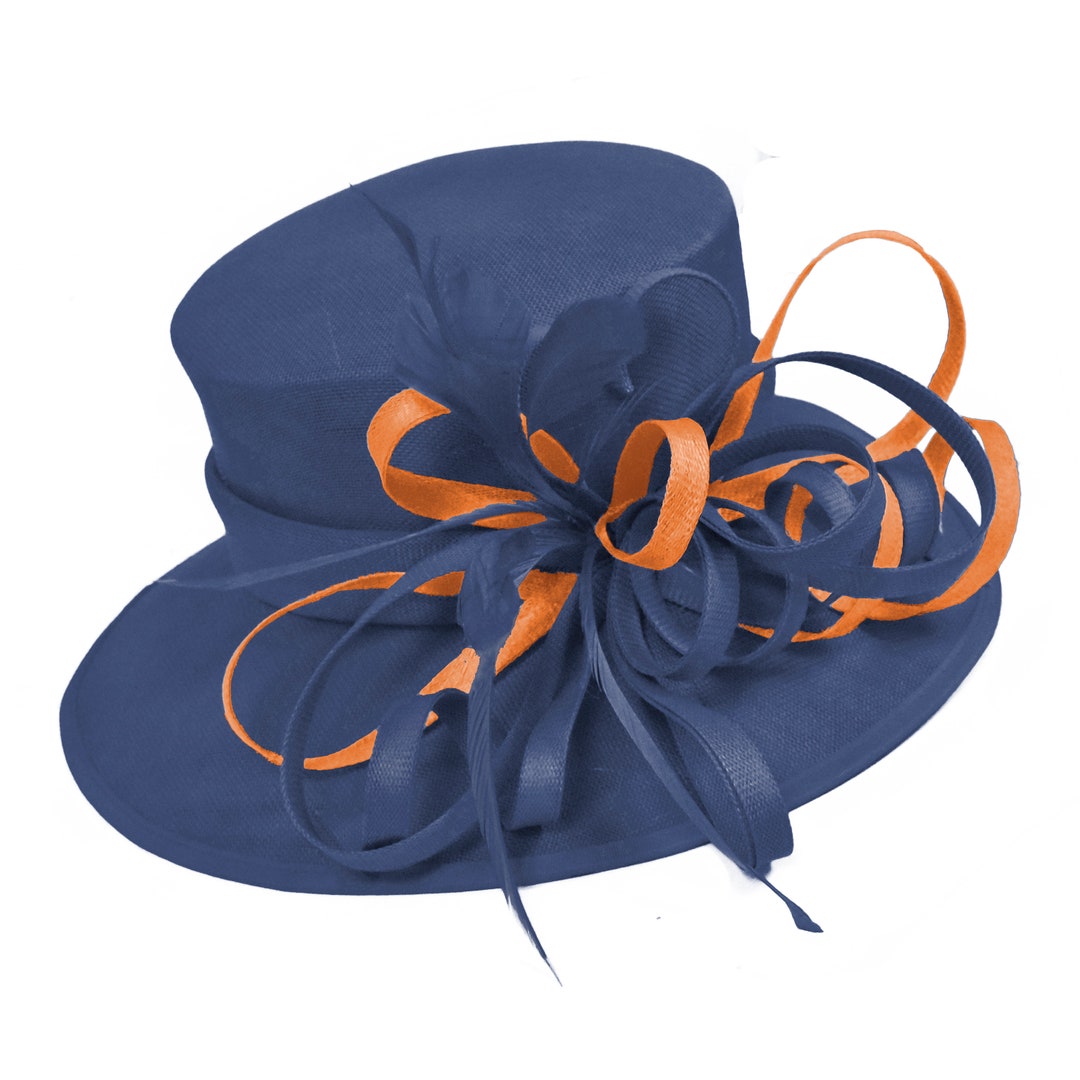 Caprilite Navy and Apricot Orange Large Queen Hat Brim - Etsy