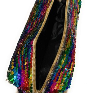 Large Colourful Rainbow Silver Reversible Sequin Pencil Case School ...