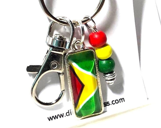 Glass Dome Guyana Flag Keychain, Flag of Guyana, Guyana, Keychain ...