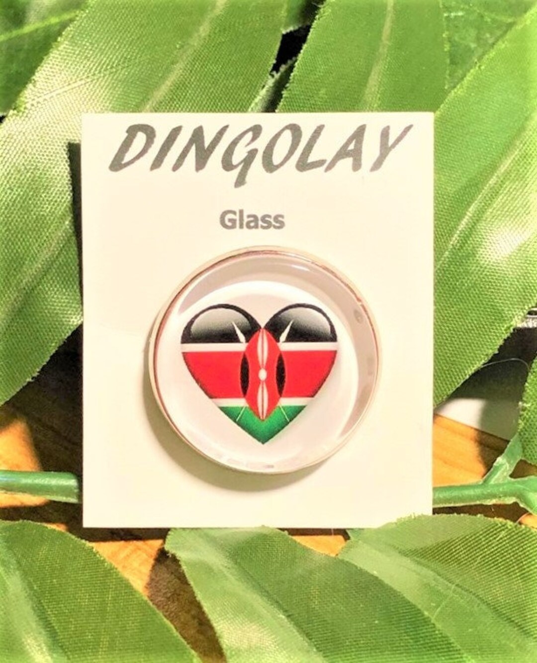 Kenya Flag Brooch / Pin, Kenya Brooch / Pin, Brooch, 1 Glass, Glass ...