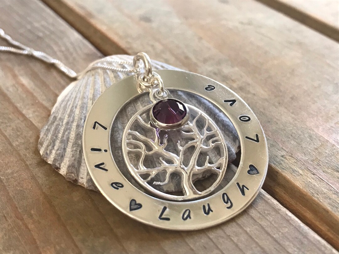 Mothers Necklace. Grandma Necklace. Tree of Life Necklace. Hand Stamped ...