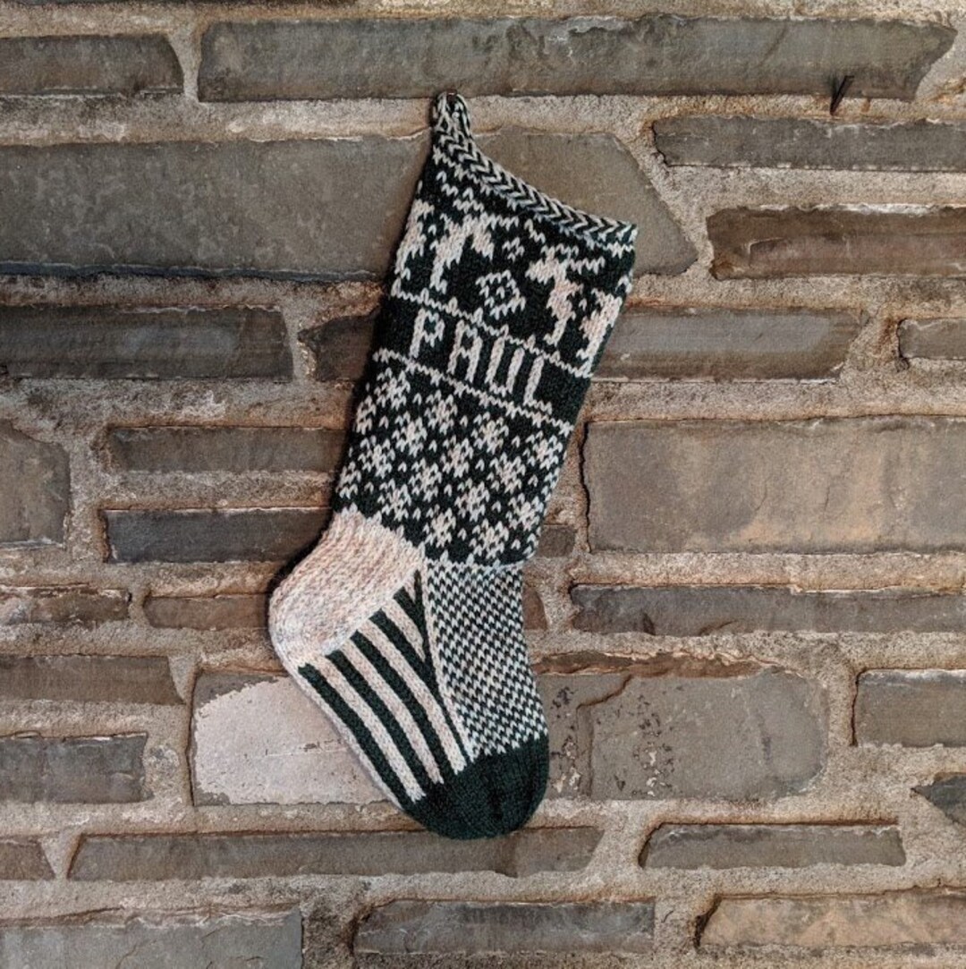 Moose Christmas Stocking | Hand Knit, Fair Isle, Vintage Inspired ...