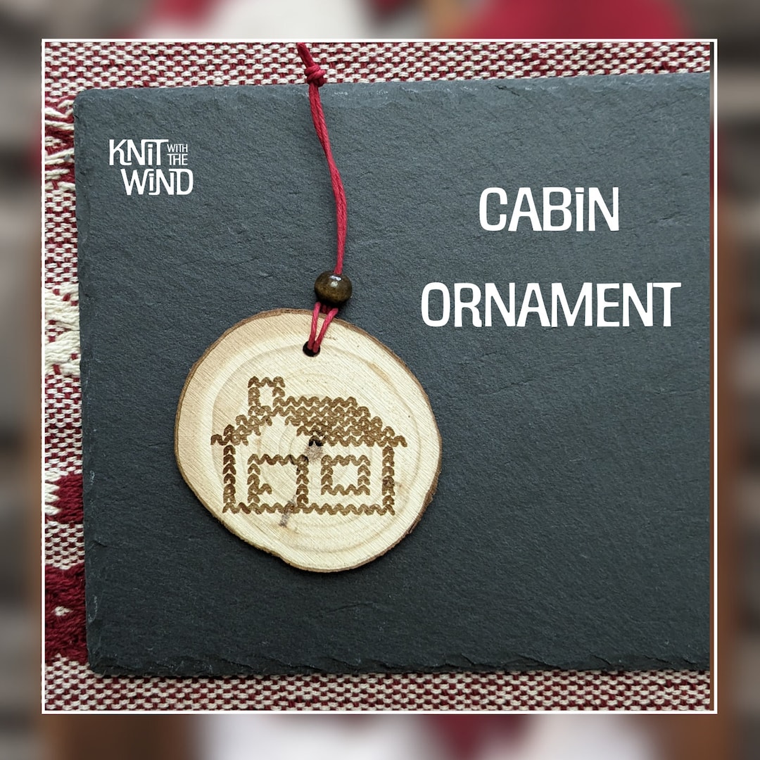 Burned Cabin Wooden Ornament Knit Stitch Style - Etsy