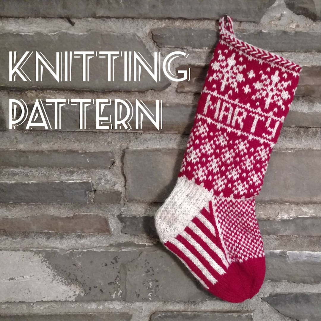 Snowflake Christmas Stocking Pattern Knit Fair Isle - Etsy