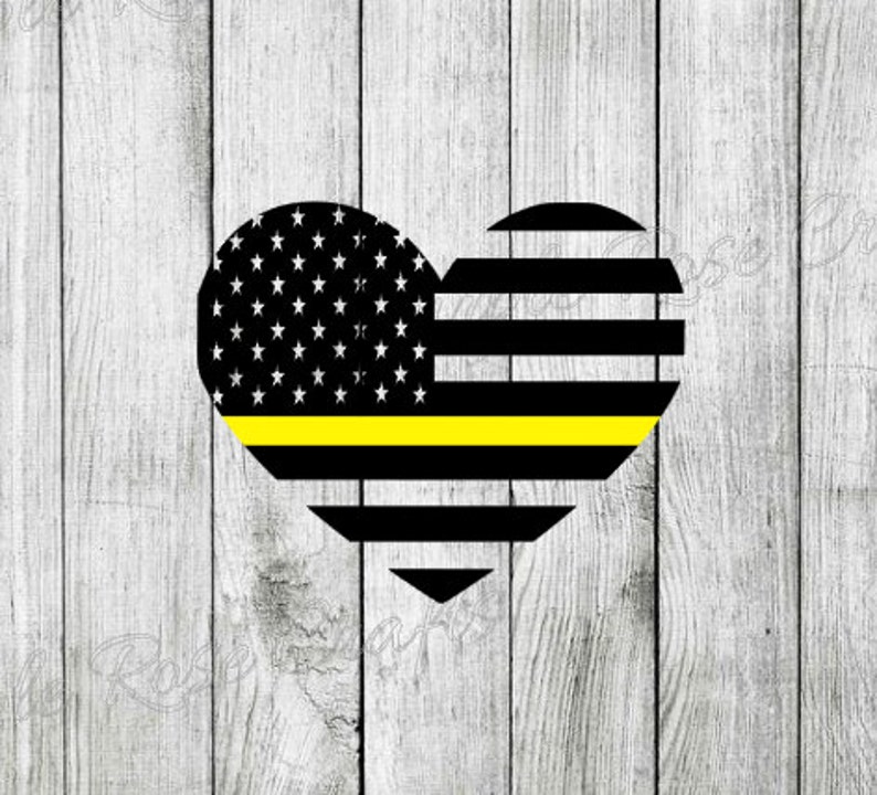 Thin Yellow Line Flag Heart Dispatch Dispatcher Decal Sticker | Etsy