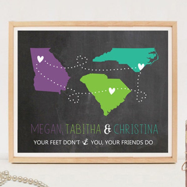 Best Friends Map - Etsy