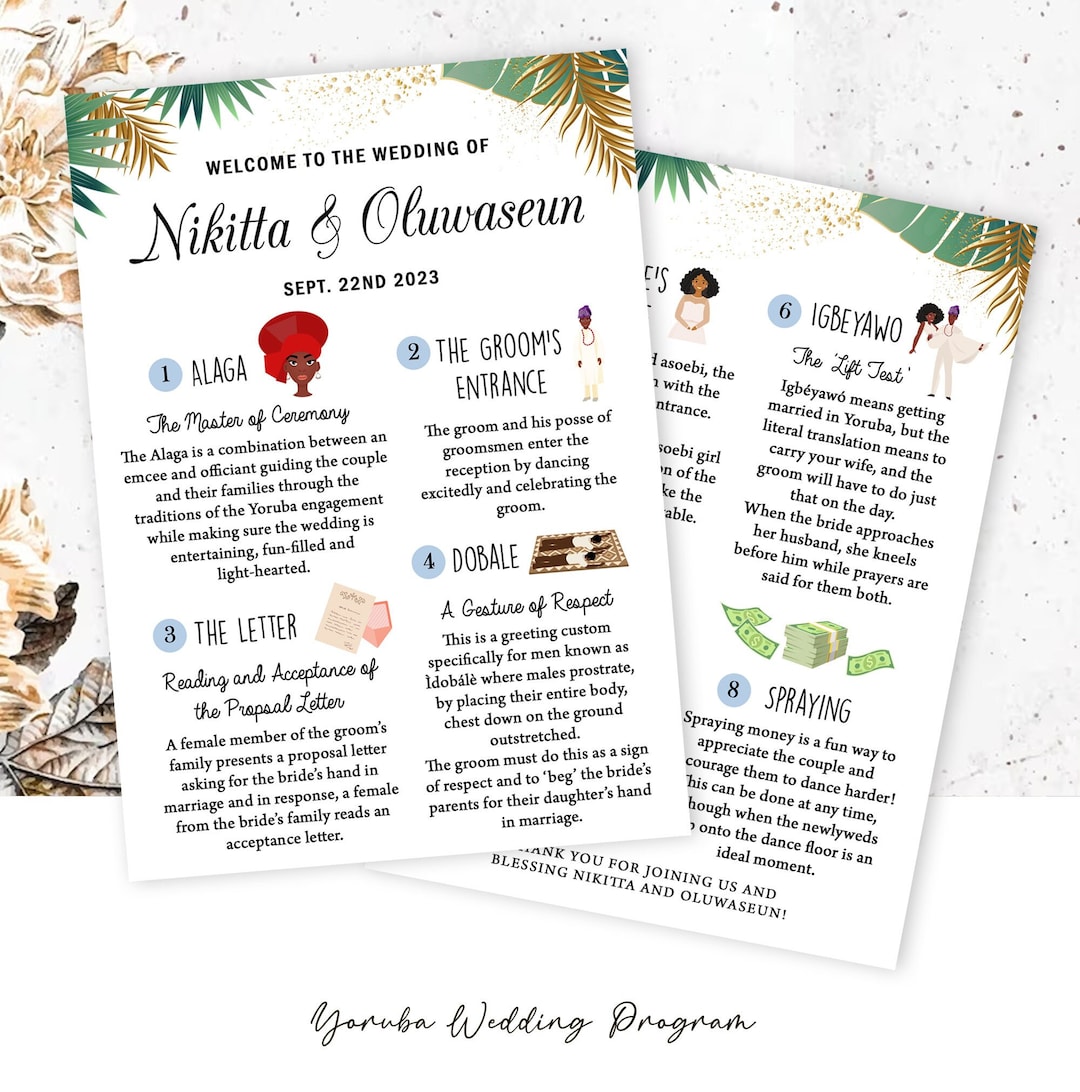 Yoruba Wedding Program Rituals nigerian Yoruba Wedding Steps - Etsy