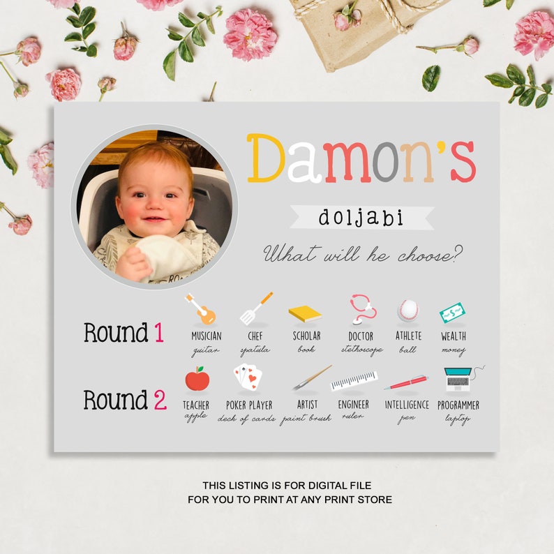 Korean Baby Boy First Birthday Doljabi Board Sign Korean - Etsy