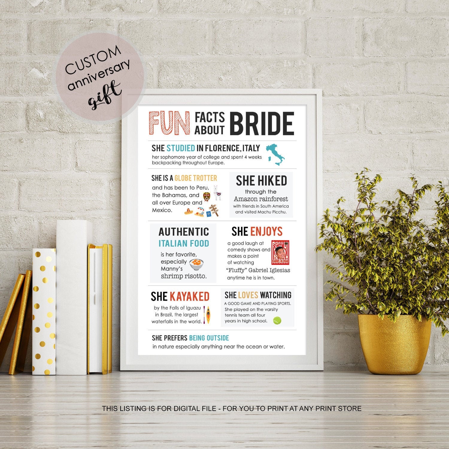 Personalized Fun Facts About Bride Infographic Sign Wedding - Etsy