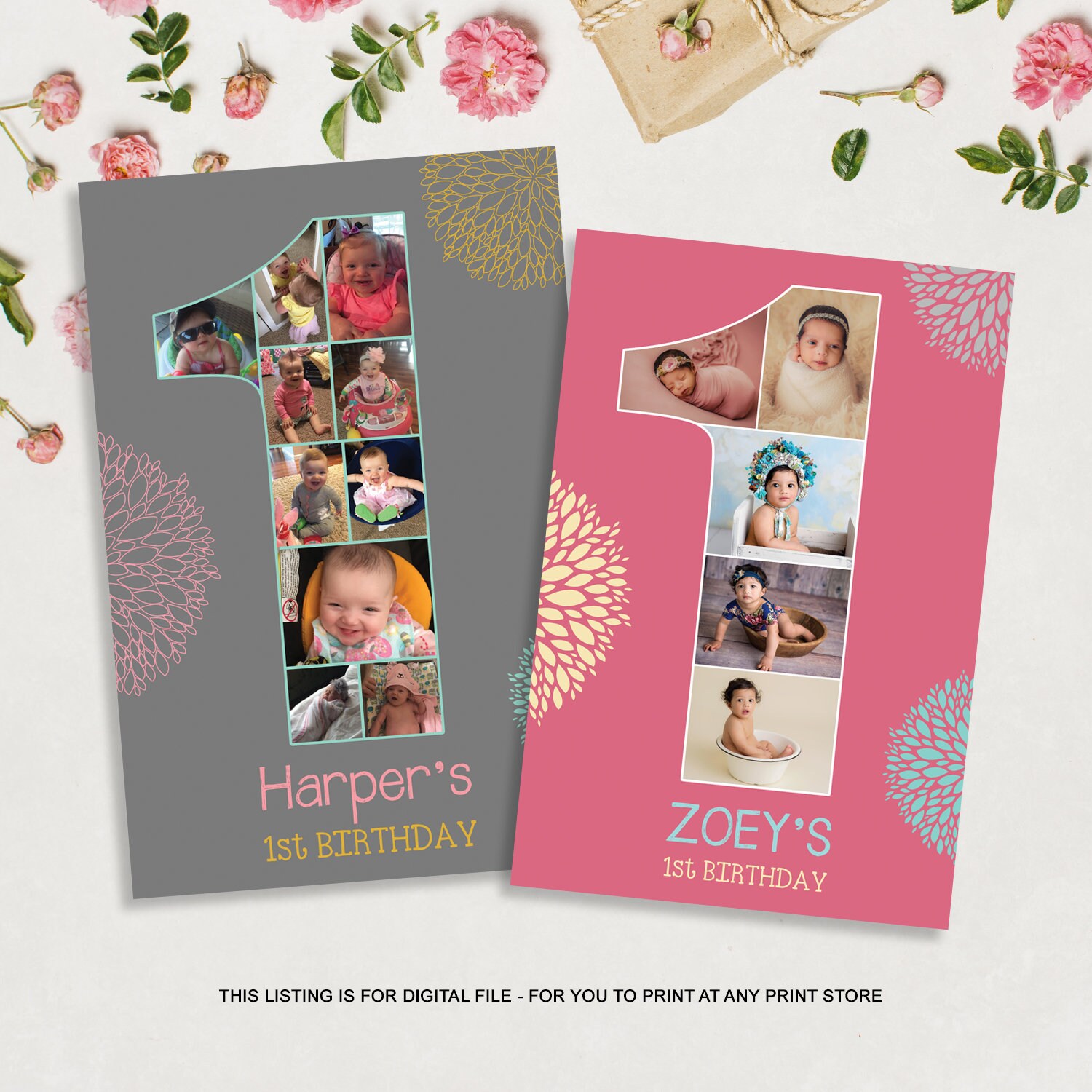 Second Birthday chalkboard collage sign 2nd birthday | Etsy