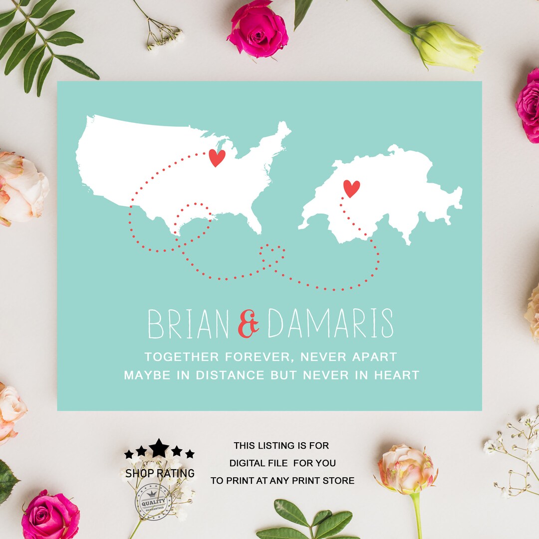 Custom Best Friend Birthday Gift Map - Long Distance Friendship Map ...