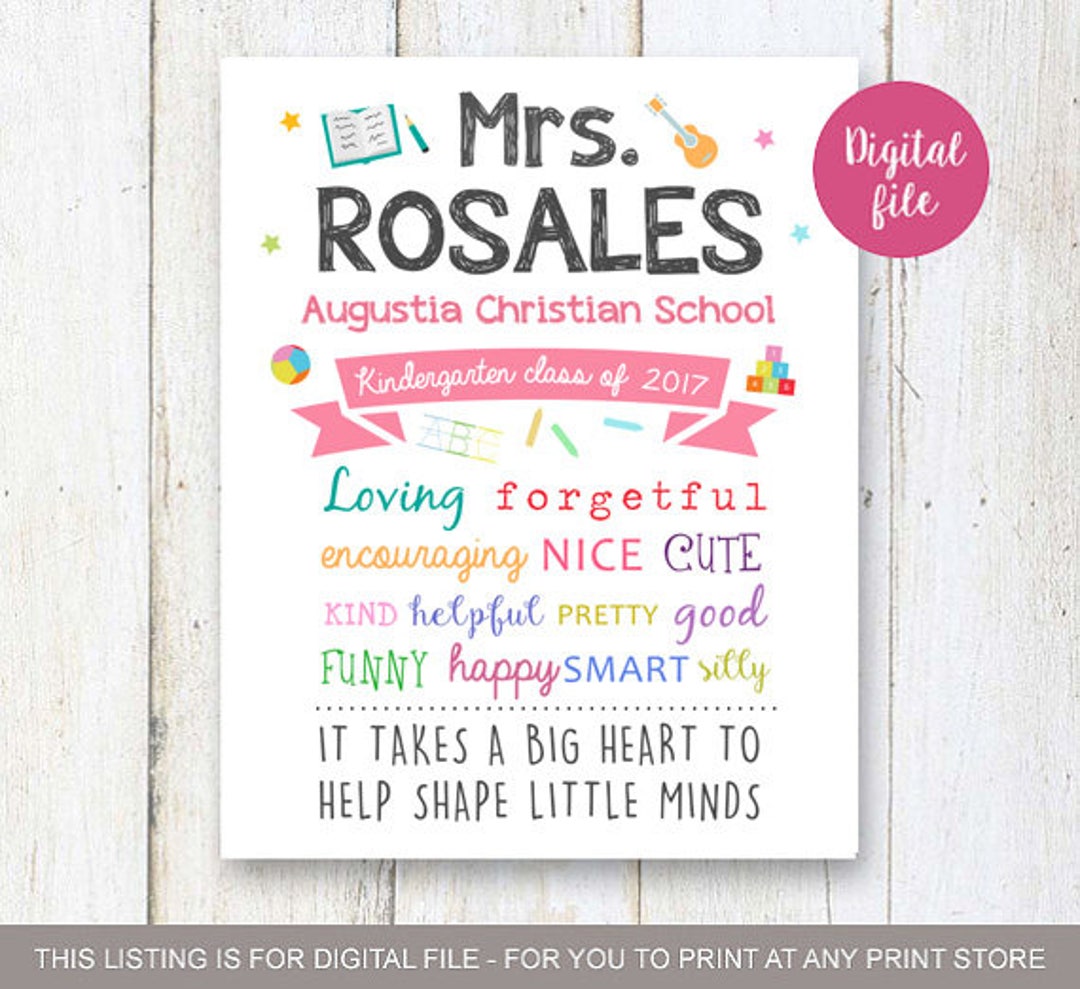 The Best Kindergarten and Preschool Teacher Gift - Customized Teacher ...