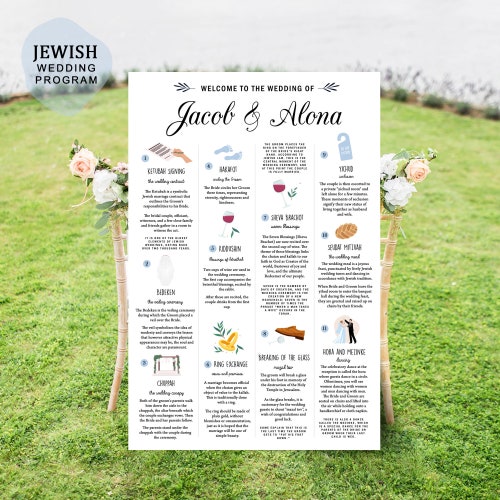 Jewish Wedding Program Guide Wedding Ceremony Template - Etsy