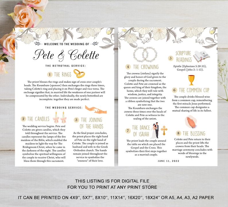 Custom Hindu Wedding Program Cards Indian Wedding Guide - Etsy