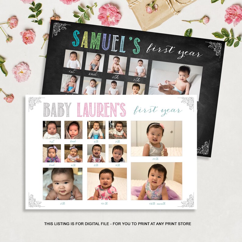 Baby Boy First Year Birthday Collage Sign Custom 1st - Etsy