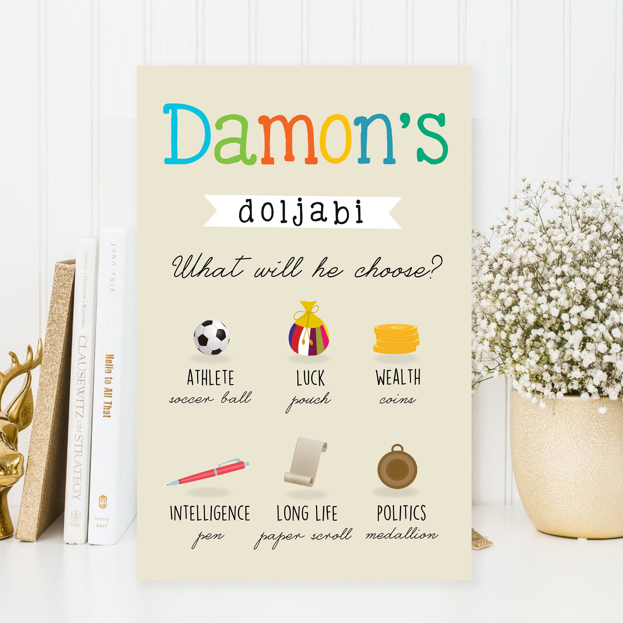 1st birthday Doljabi Board Doljanchi sign Korean First | Etsy