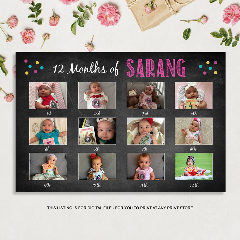 LARGE First 12 months Baby picture collage board Baby's | Etsy