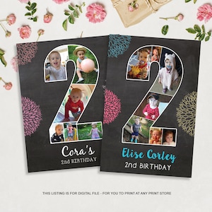 7th Birthday Chalkboard Collage Sign for Boys and Girls - Photo Collage ...