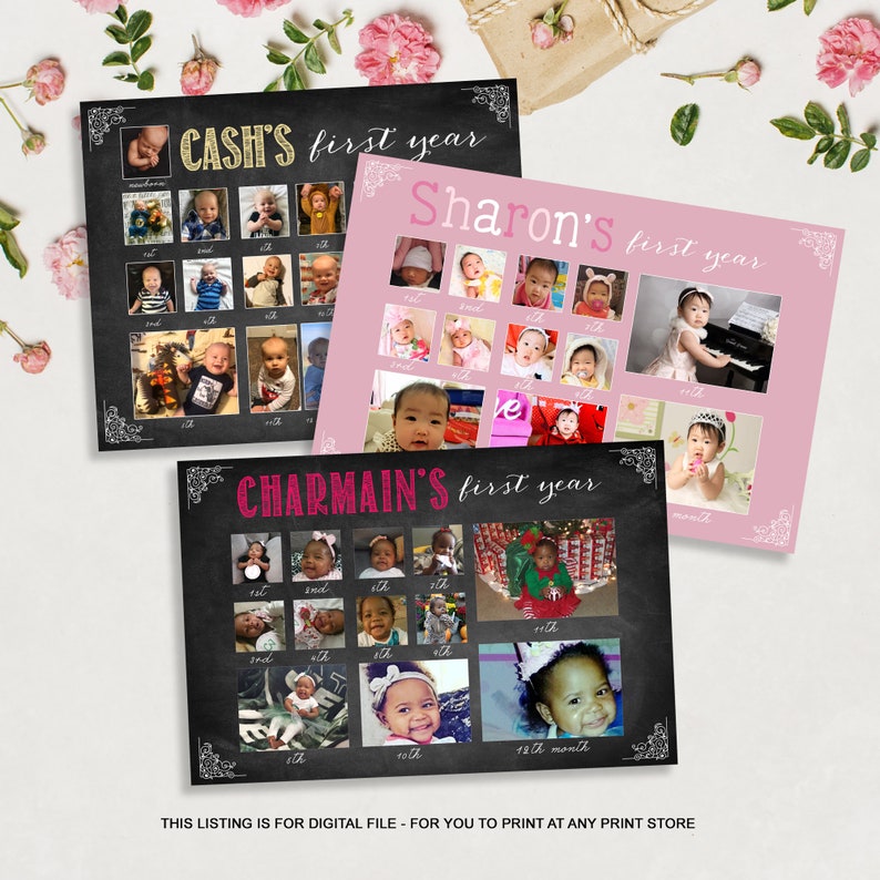 Baby Boy First Year Birthday Collage Sign Custom 1st - Etsy