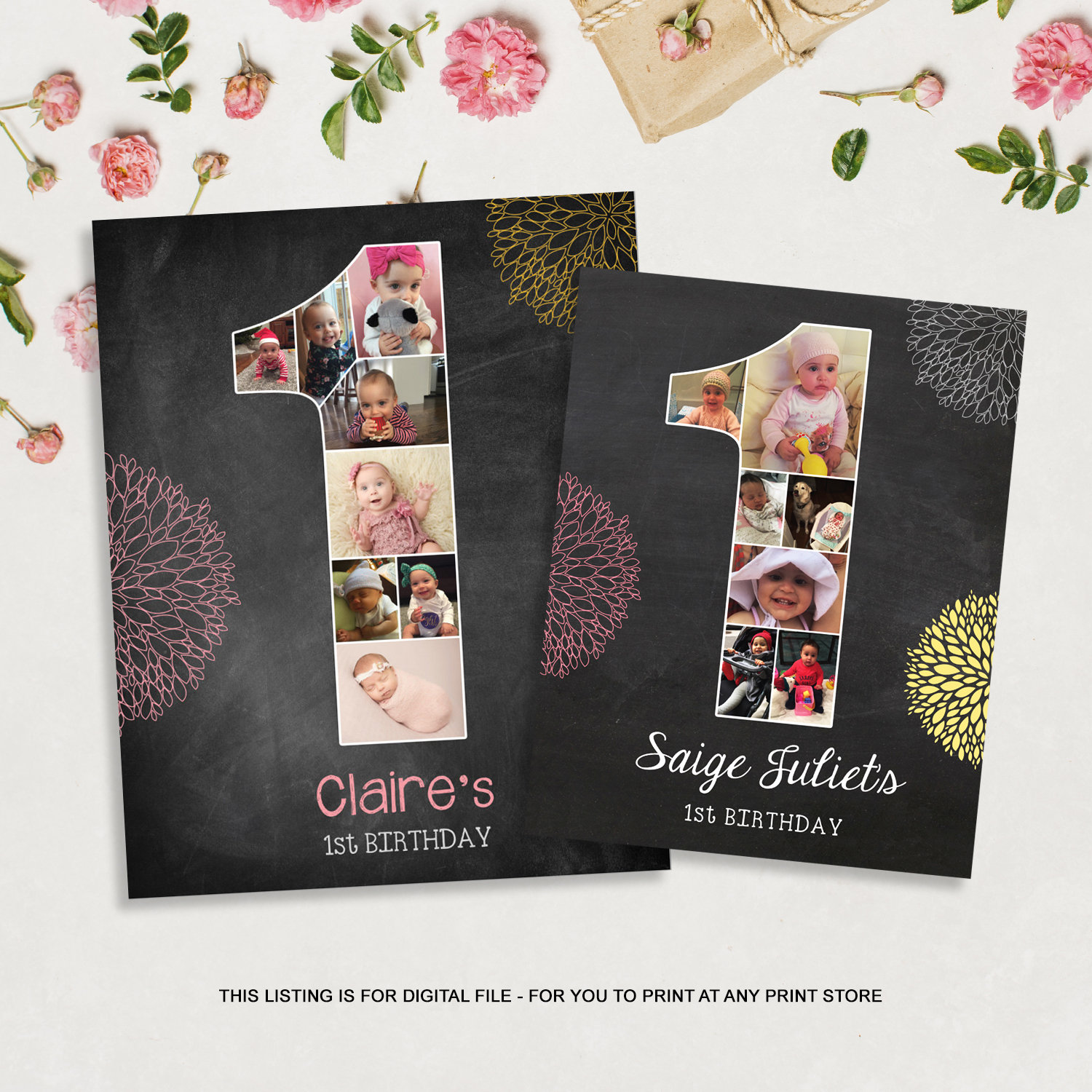 Boys or Girls First birthday photo backdrop board 1st | Etsy