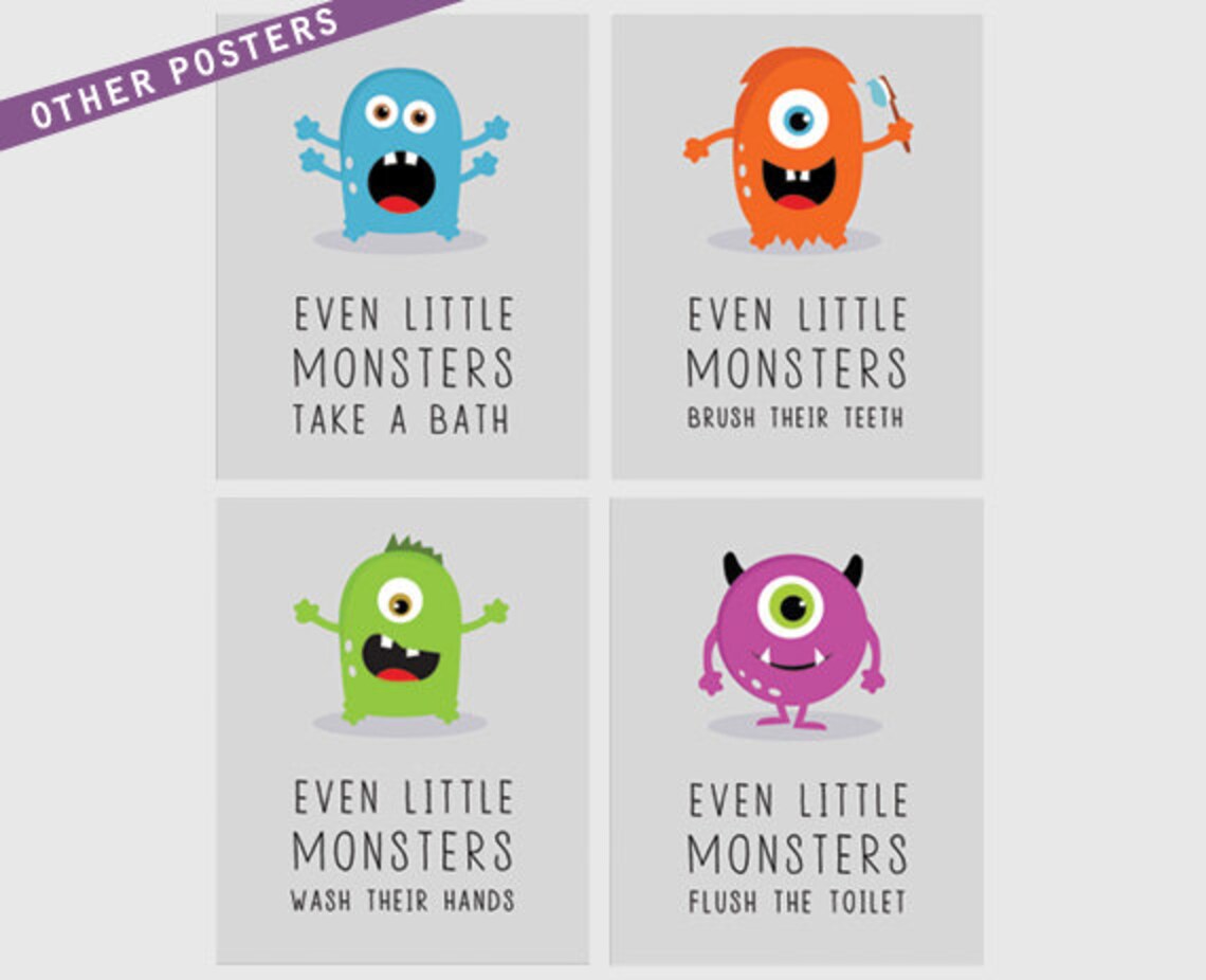 Printable Flush the Toilet Art Even Little Monsters Flush | Etsy