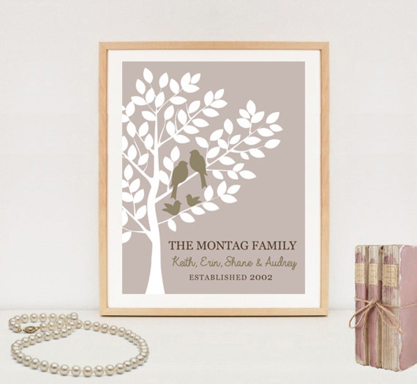 Personalized Family Tree Sign Personalized Beige Family Wall | Etsy