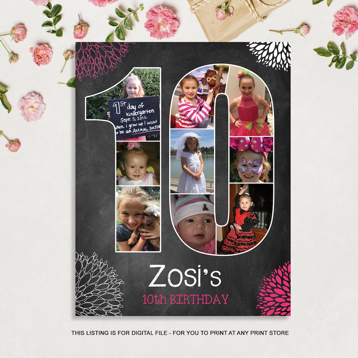 7th Birthday Chalkboard Collage Sign for Boys and Girls - Etsy
