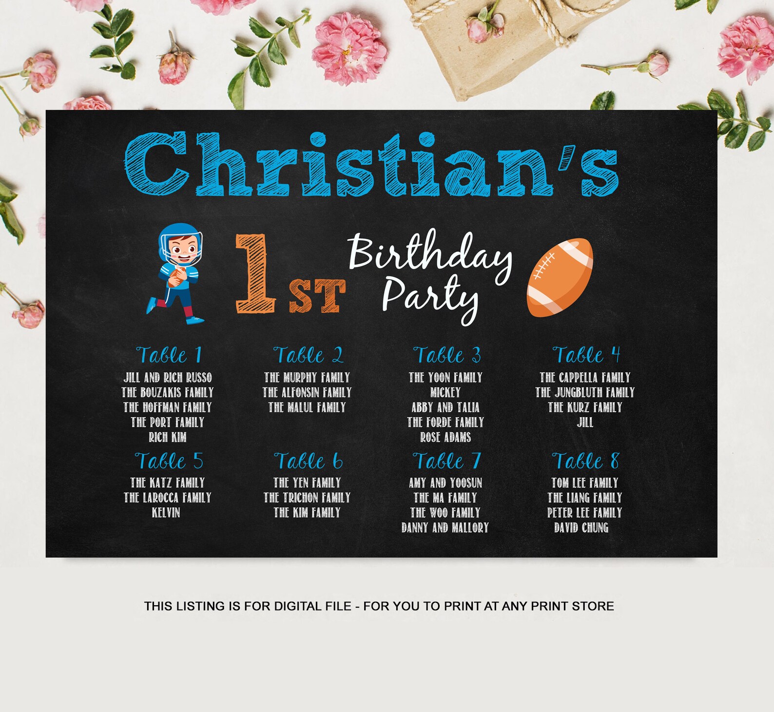 Personalized Baby Girl or Boy Birthday Seating Chart sign | Etsy