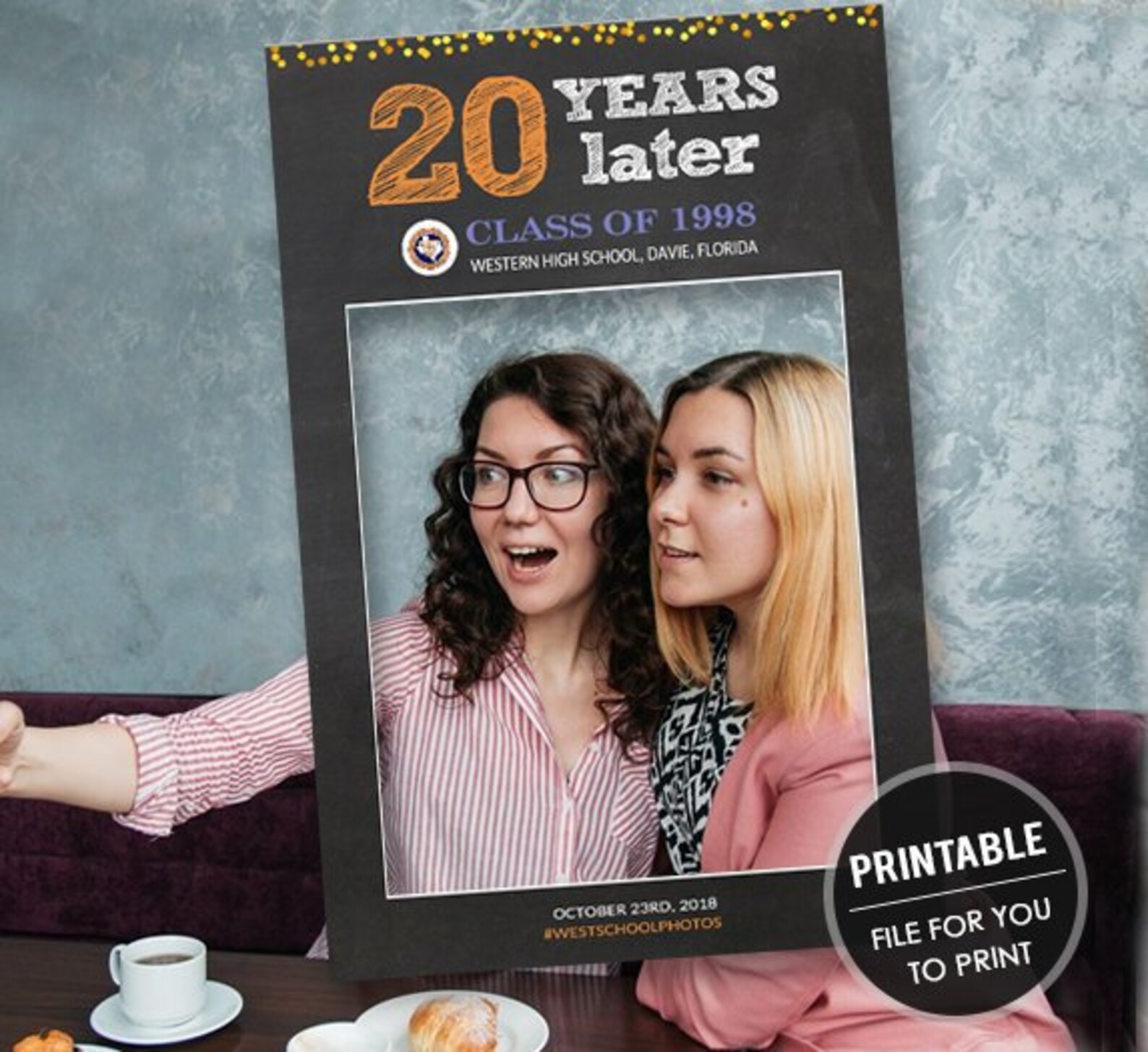 20 Years Reunion Photo Prop Chalkboard Frame, Class of 1998 Decoration ...