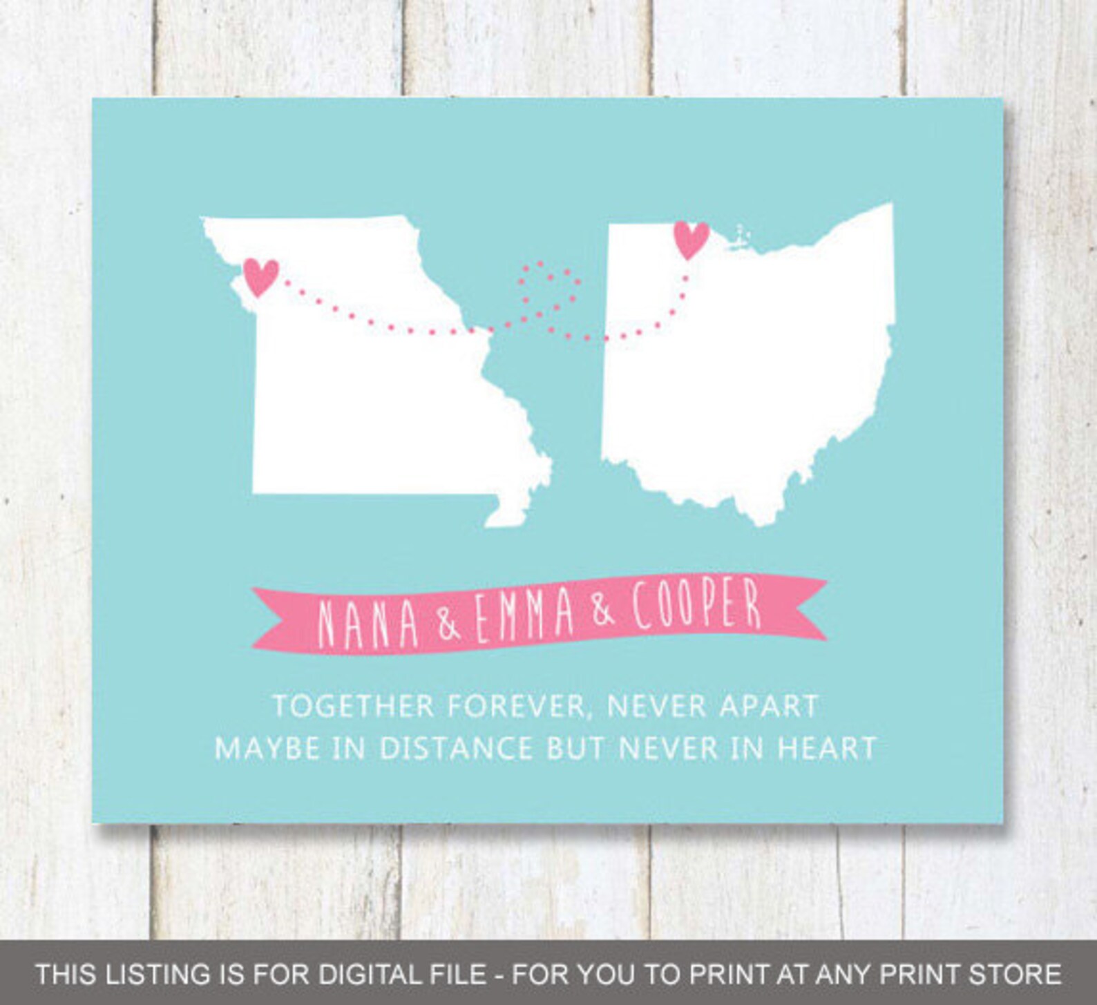 Long Distance Friendship Map Personalized Best Friends Long - Etsy