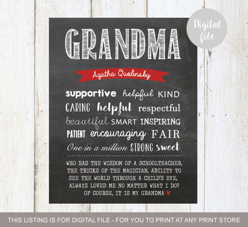 The Best Grandma Gift Chalkboard Sign Personalized Grandma - Etsy