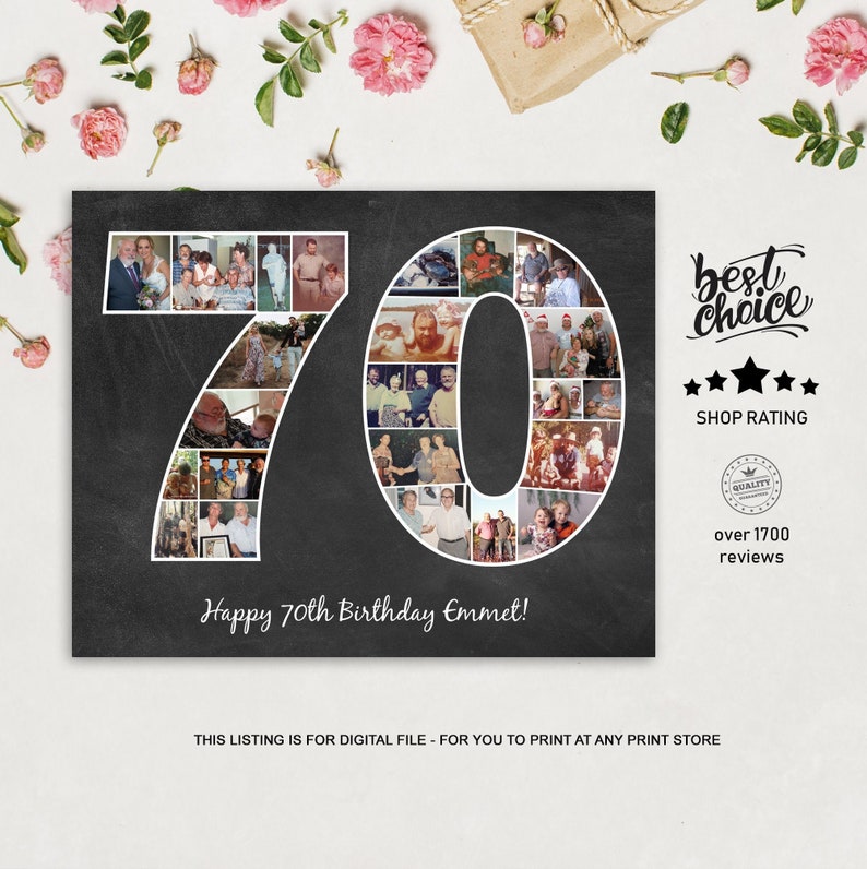 Photo Collage 70th Anniversary Gift For Parents Grandparents Etsy