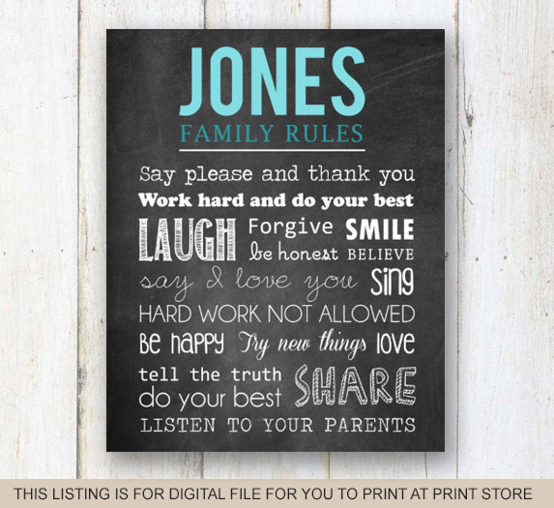 Chalkboard Family Rules Sign - Custom Family Rules Sign Wall Art ...
