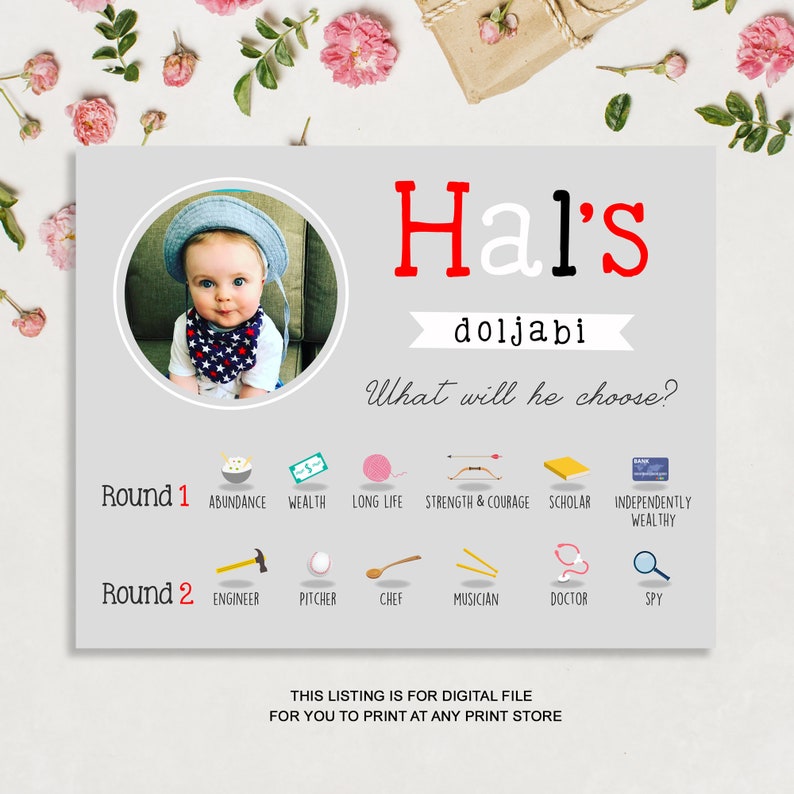 Korean Baby Boy First Birthday Doljabi Board Sign Korean - Etsy